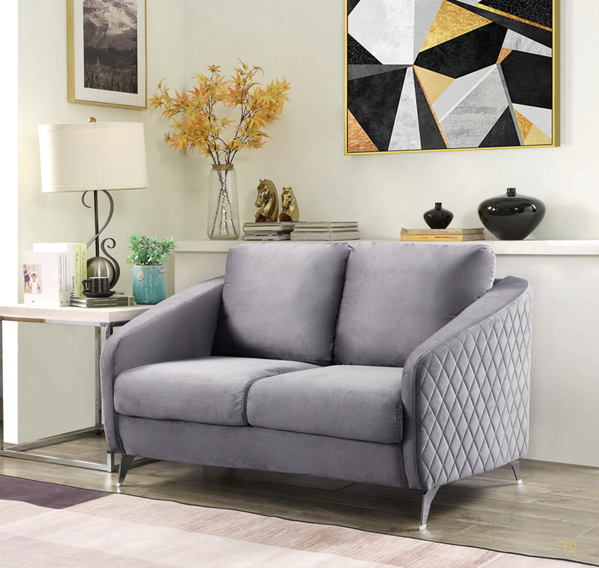 Mercer41 Sofia 55" Velvet Modern Chic Loveseat Couch | Wayfair